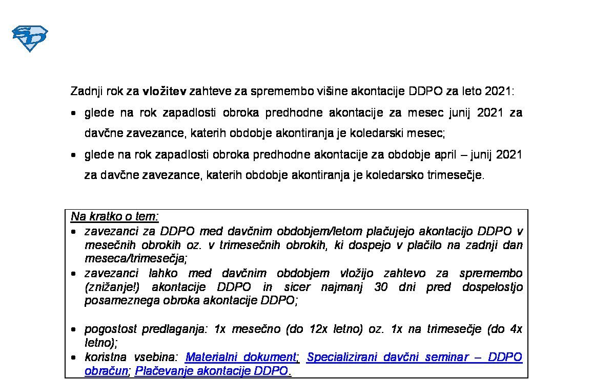 Sprememba akontacije DDPO za leto 2021 med davčnim letom - SuperDavki.com