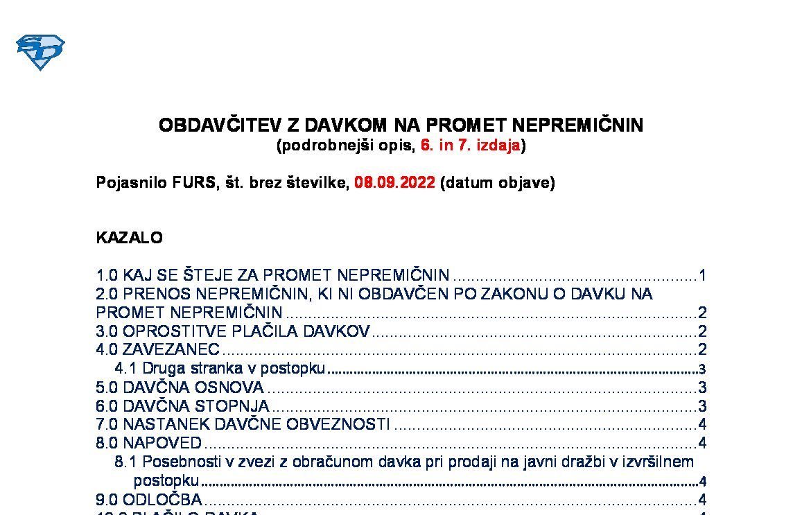 OBDAVČITEV Z DAVKOM NA PROMET NEPREMIČNIN (podrobnejši opis ter ...