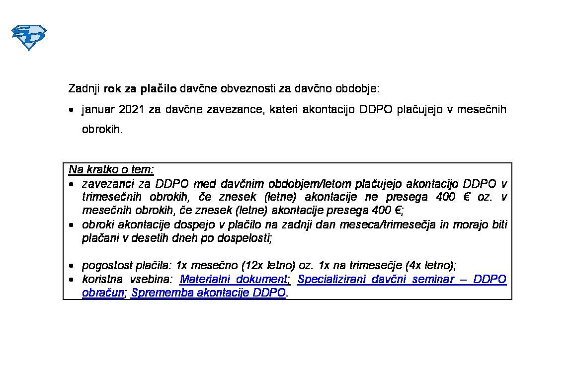 Plačevanje akontacije DDPO za leto 2021 - SuperDavki.com